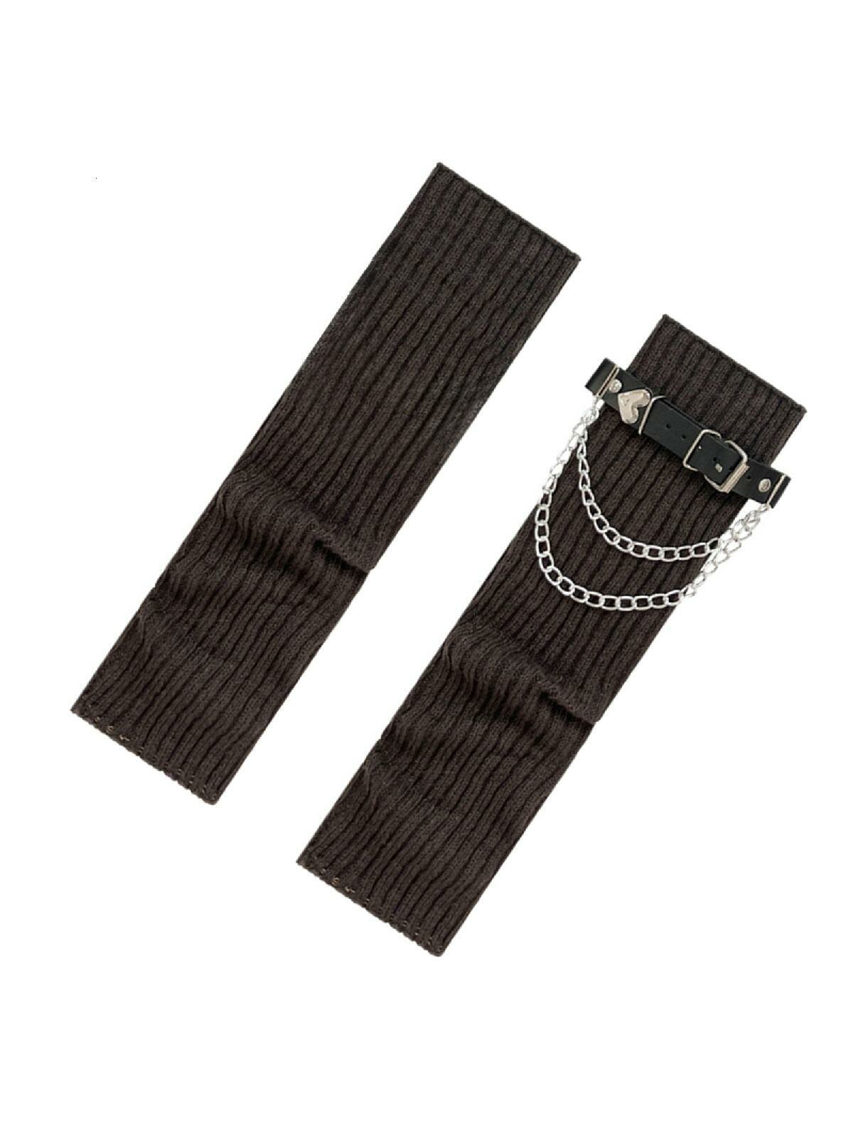 Женский кожаный ремень в готическом стиле с цепочкой и сердцем, Коричневый