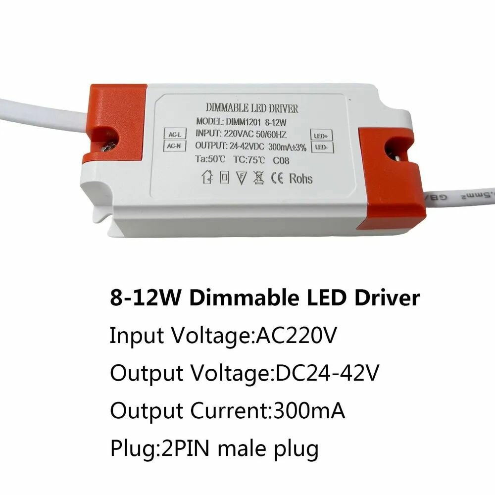 Диммируемый драйвер СИД 2PIN мужской 300mA 3W 5W 7W 8W 12W 15W 18W постоянный ток драйвер питания AC220V DownLighting трансформаторы