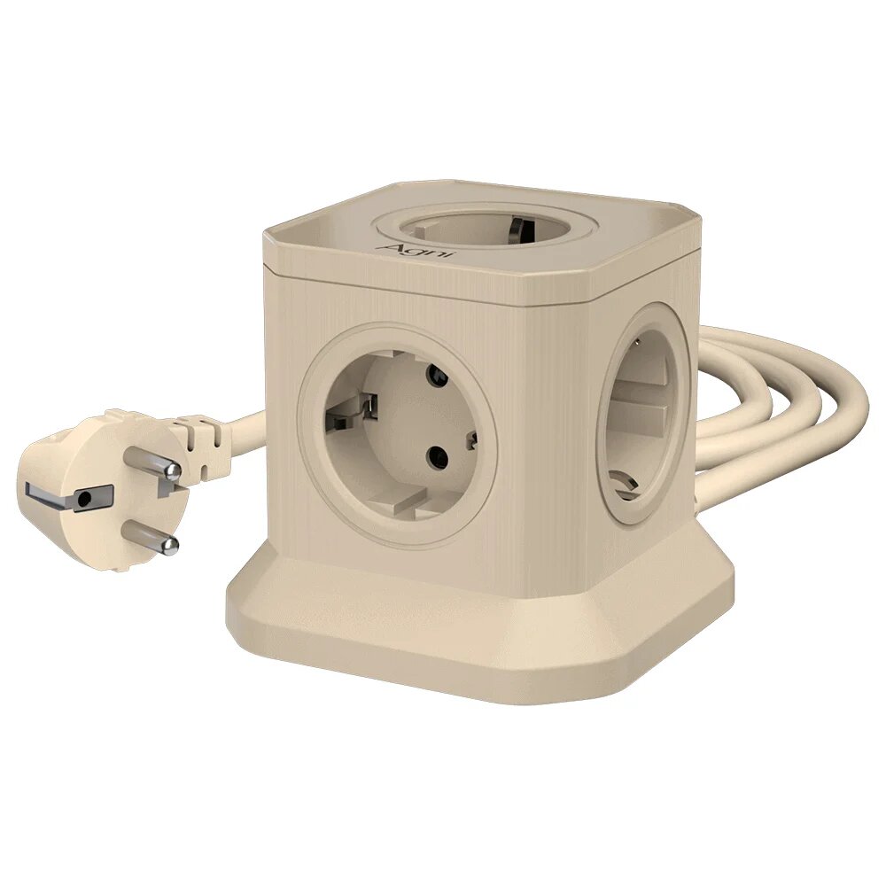 Сетевой фильтр AGNI башня, 5 розеток, 5 метров, слоновая кость TP-VE4U5E-5m-ivory