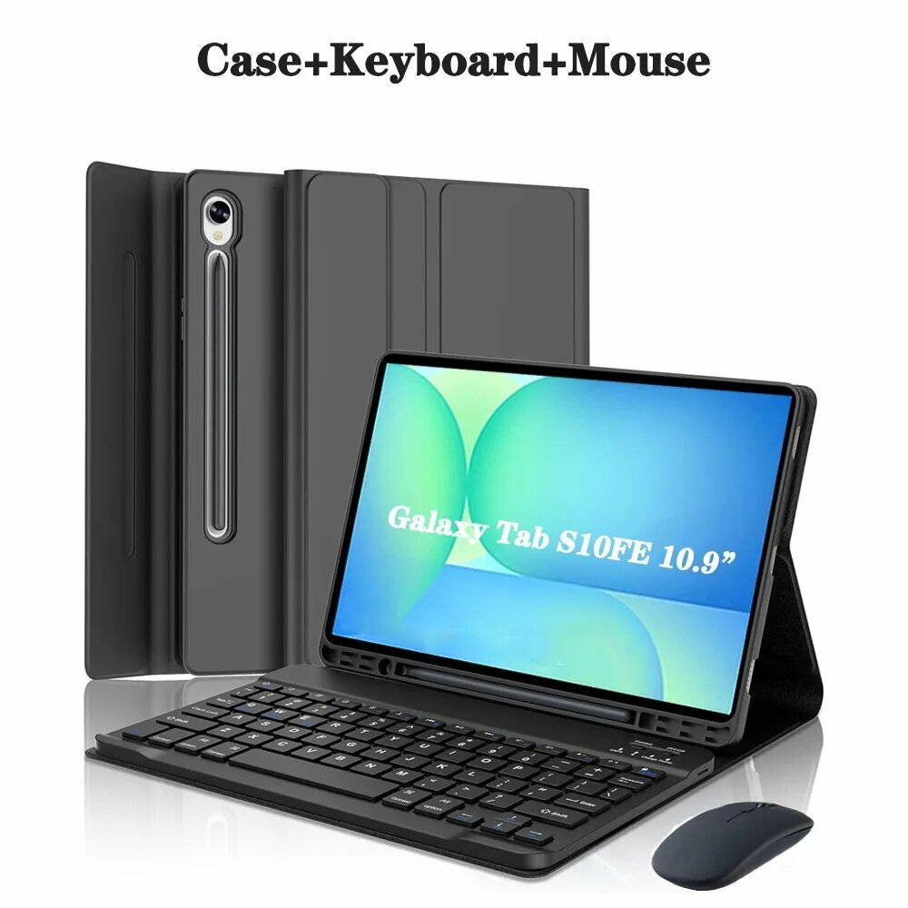 Чехол для планшета Samsung Galaxy Tab S10 FE 10.9 дюйма 2025, русская клавиатура+Bluetooth MыШь(SM-X520/X526/X526B)
