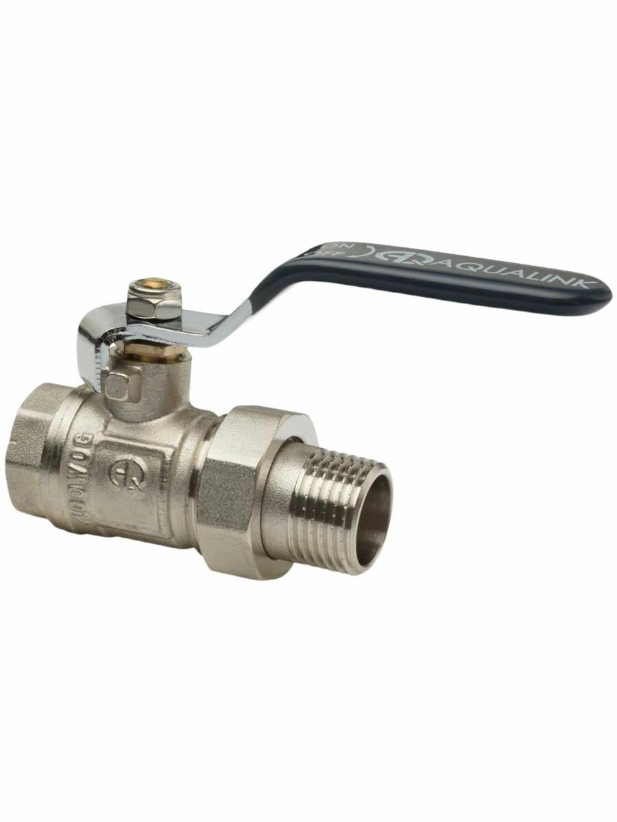 Кран шаровой с американкой полнопроходной (рычаг) AQUALINK, 3/4"