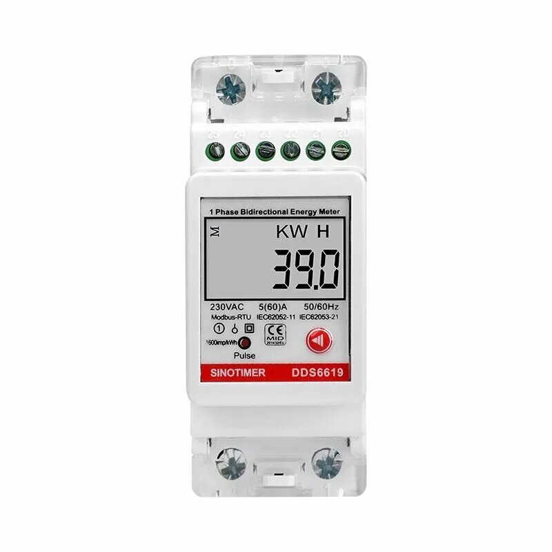 DDS6619-039 Высококачественный однофазный счетчик энергии AC 230V 60A KWH RS485 Modbus RTU