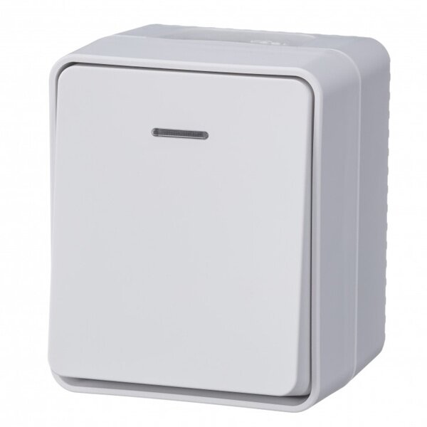 Выключатель Systeme Electric "AtlasDesign", Profi, 1 клавиша, IP54, 10AX, с подсветкой, белый