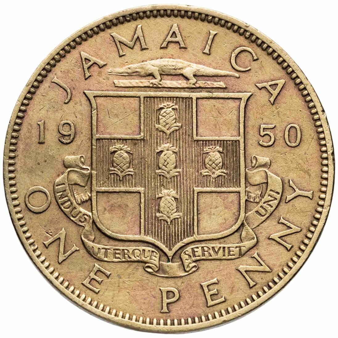 Ямайка 1 пенни penny 1950, Латунь, в сохранности VF