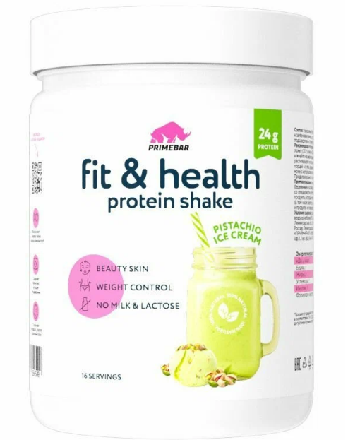 Вегетарианский протеин Fit & Health "Protein Shake" Prime Kraft 500 гр, фисташковое мороженое