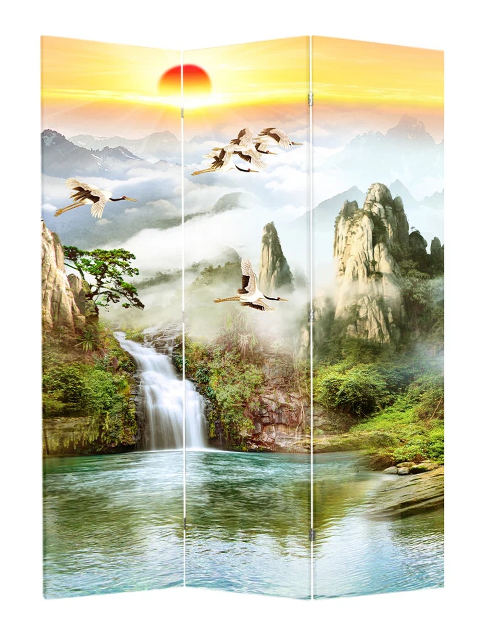 Ширма перегородка складная скрытый каркас iDeaLList «СКТ Долина» - 3 створки размер (180х135см)