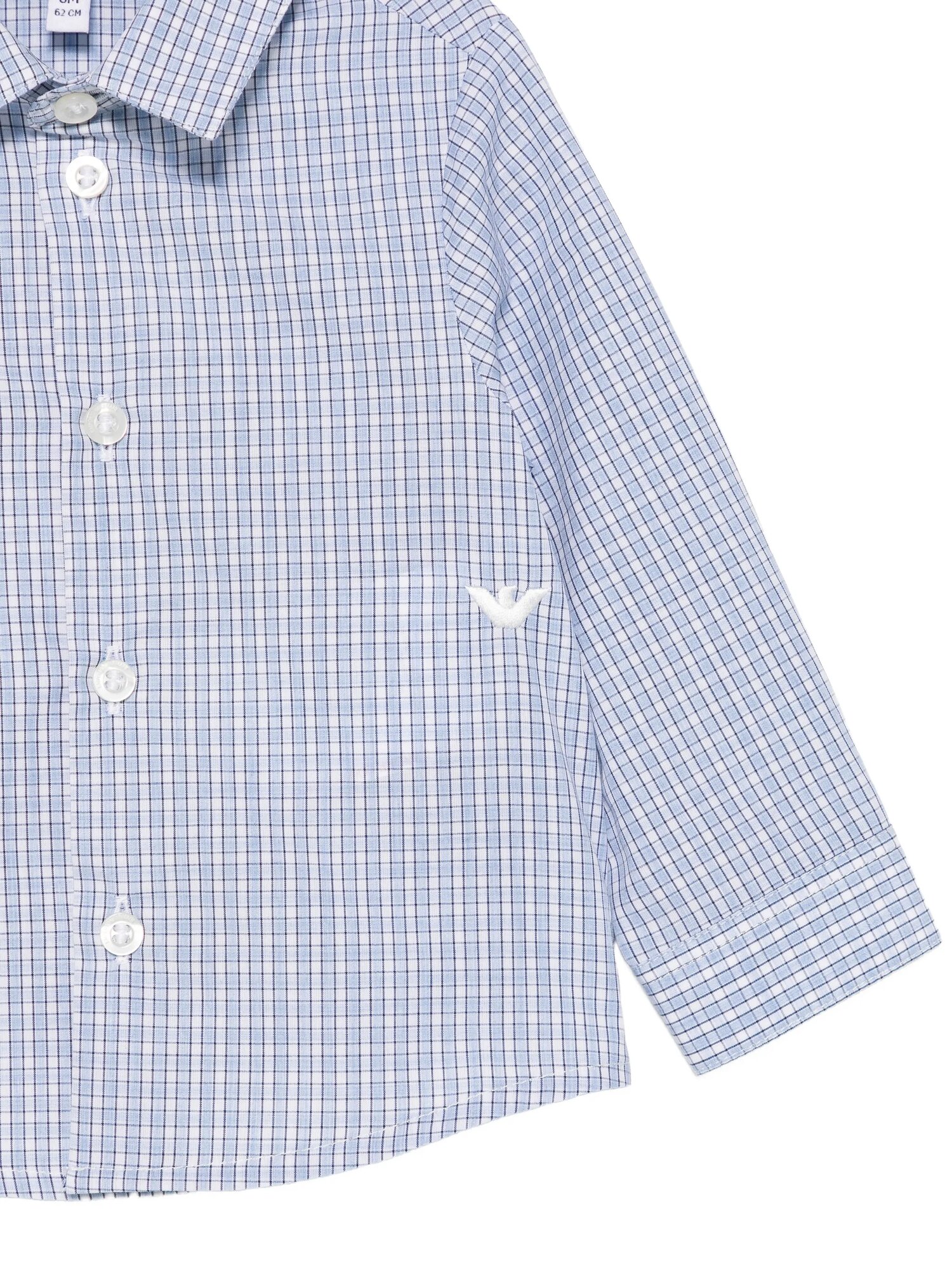 Рубашка EMPORIO ARMANI Check shirt, размер 12 мес, синий — фото 1
