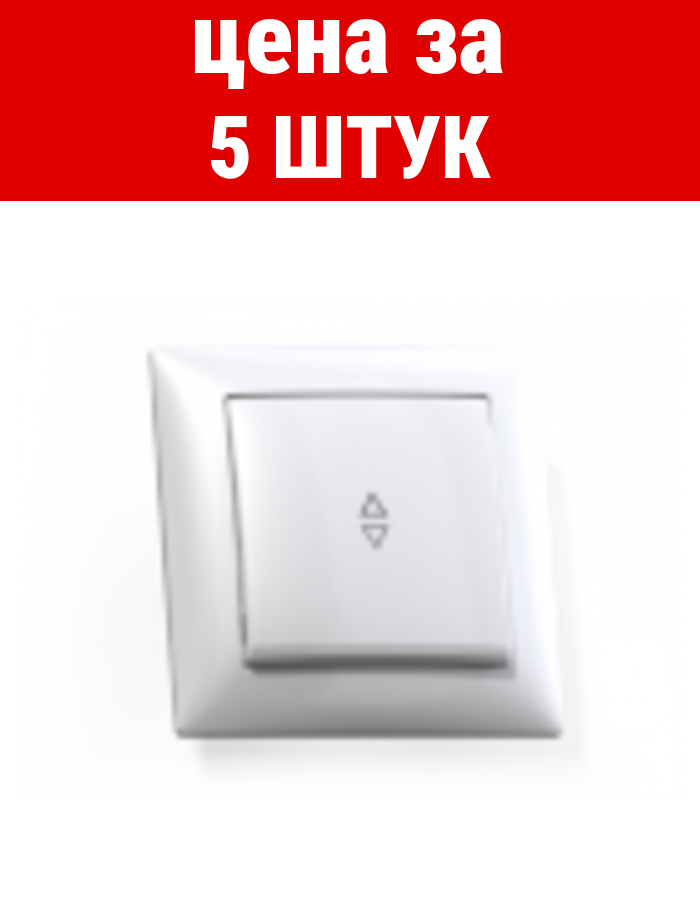 Комплект 5 шт, выключатель 1КЛ С/П 10А С610-396 проходной белый селена кунцево