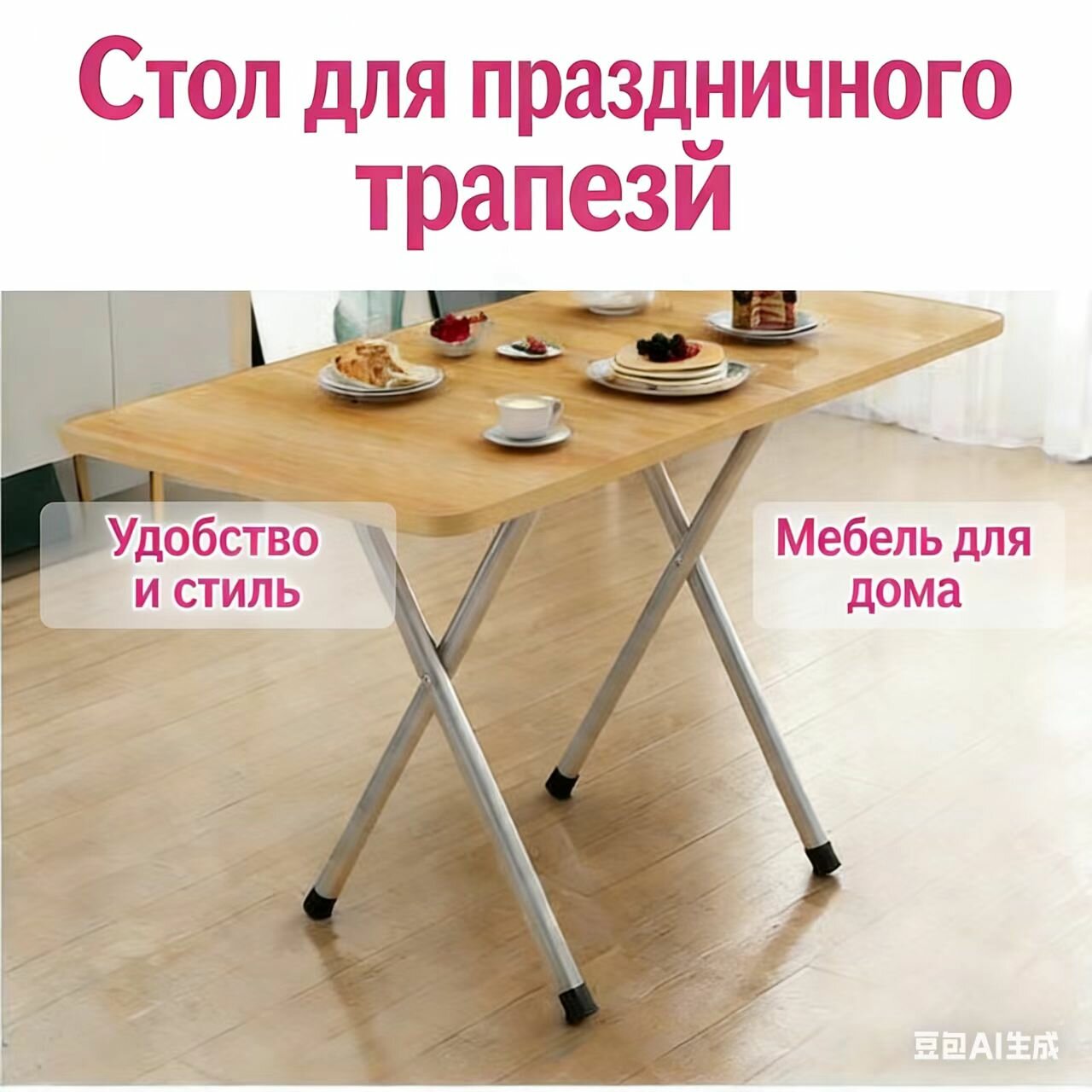 Складной обеденный стол "Звезды отечественной фантастики", МДФ, массив дерева, 60x40 см