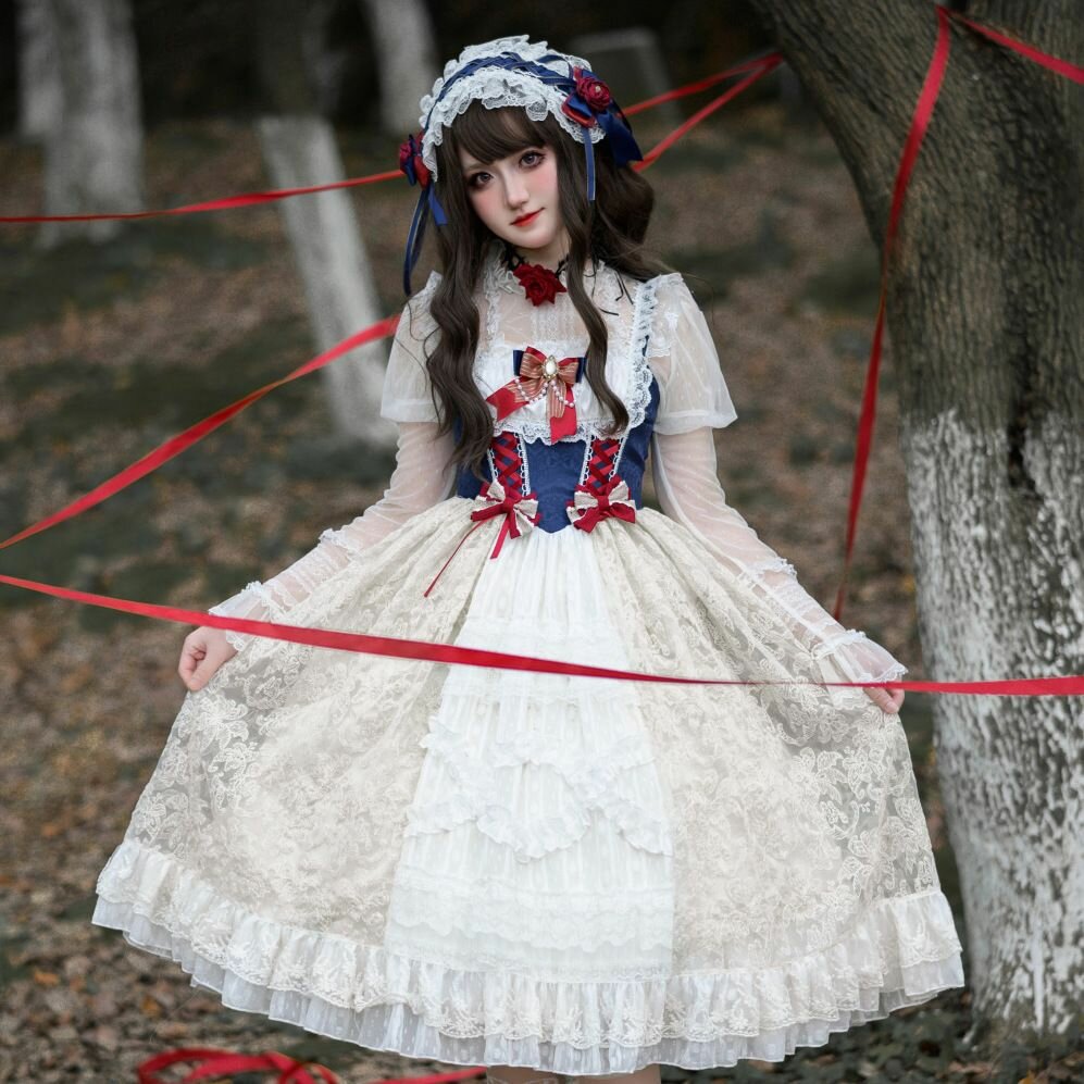 Белое сахарное платье для девочек, новый оригинальный дизайн, лолита, сладкое милое платье снежной принцессы, JSK, платье на бретелях, осень