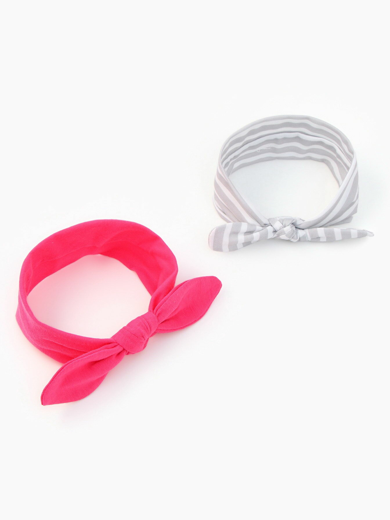 Повязки на голову для девочки "Крошка Я. Полоска", 2 шт, размер 46-48, розовая, серая