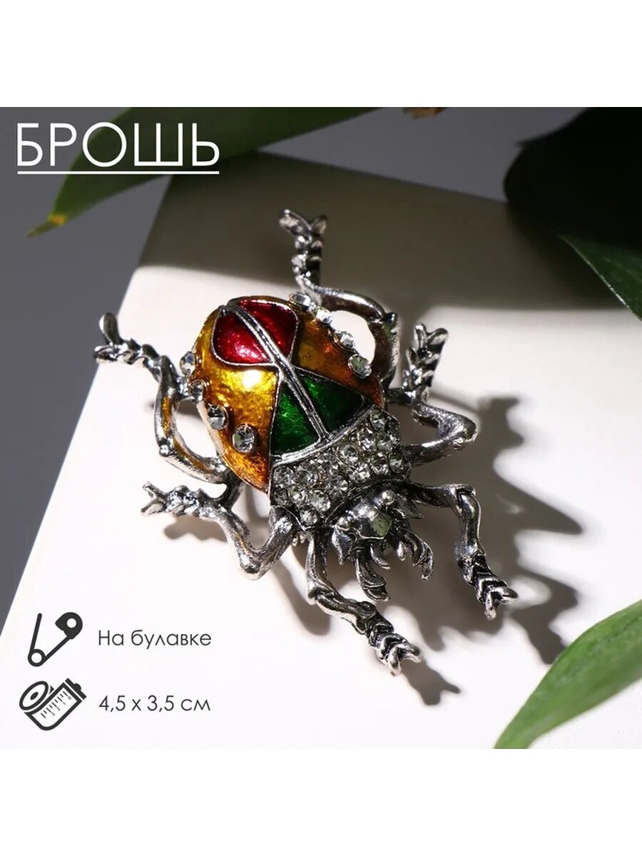 Брошь, стразы, эмаль