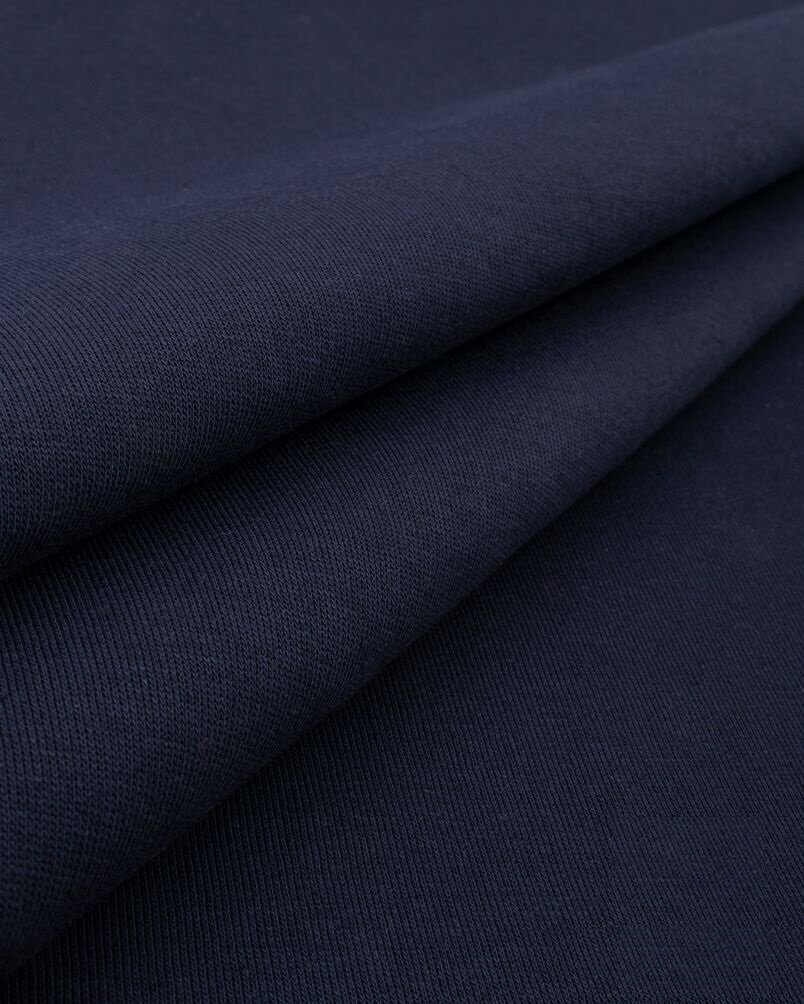 Ткань для шитья Футер 3-х нитка (трехнитка) с начесом, качество компакт пенье. Цвет темно-синий. Готовый отрез 3*1,8 м.