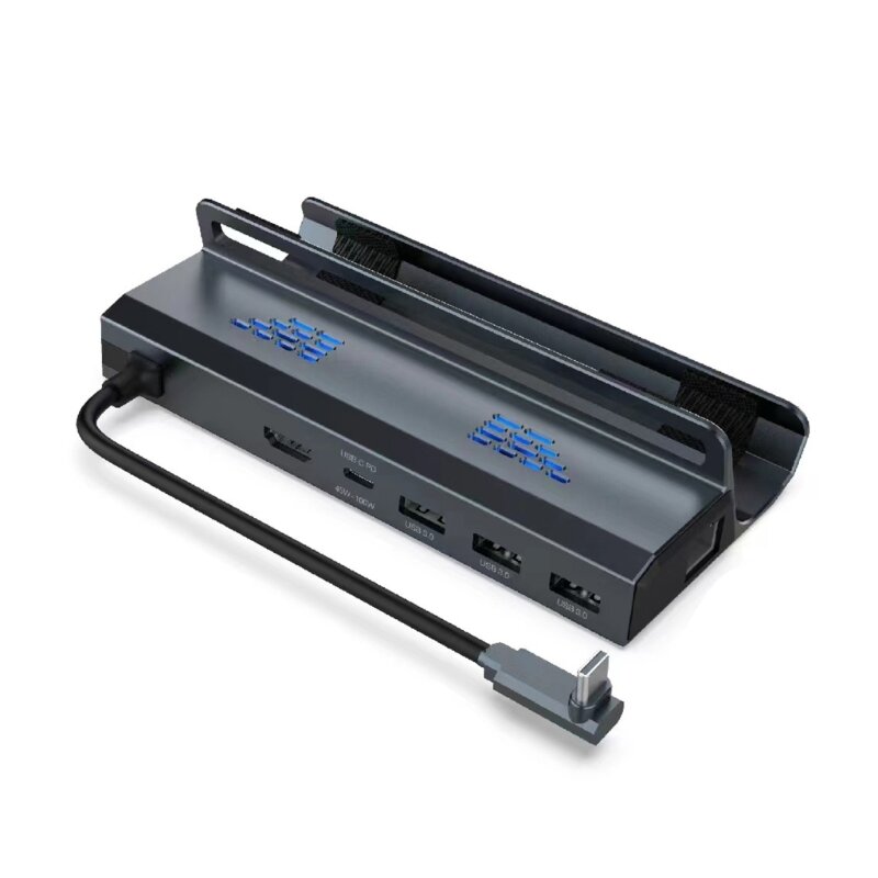 Док-станция для консоли Steam Deck, Подставка для док-станции 6 в 1, База адаптера-концентратора, совместимая с HDMI 2.0 4K @ 60Hz PD100W Быстрая зарядка