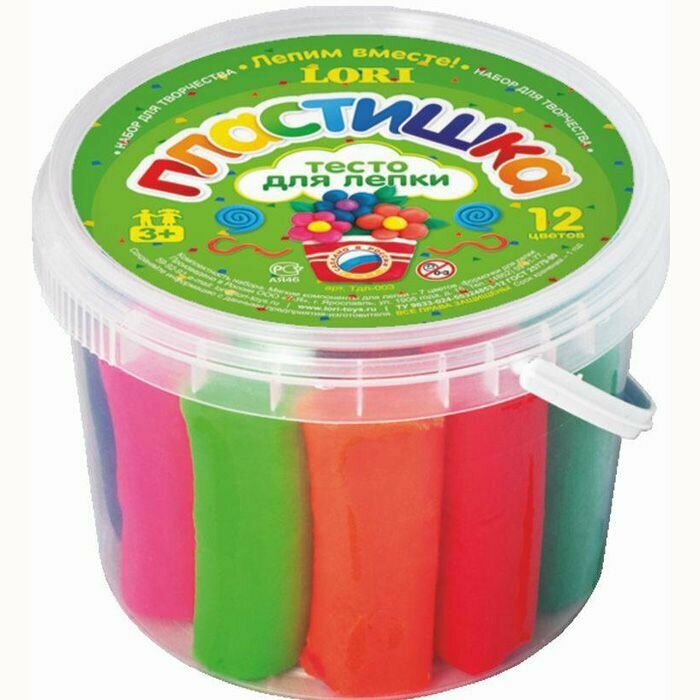 Колорит Тесто для лепки Набор №12 5 цветов по 80гр. арт. Тдл-015 с 3 лет