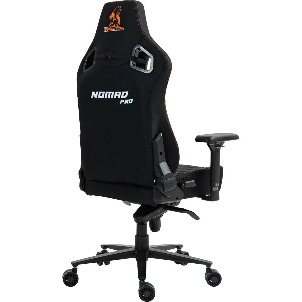Кресло геймерское EVOLUTION NOMAD PRO Black/Orange с регулируемыми подлокотниками и тканевой обивкой — фото 1