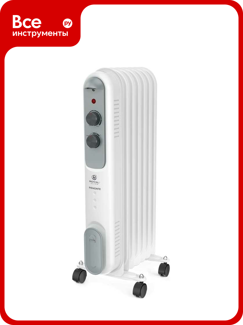 Масляный радиатор Royal Clima PIEMONTE ROR-P7-1500M с регулируемым термостатом и световым индикатором