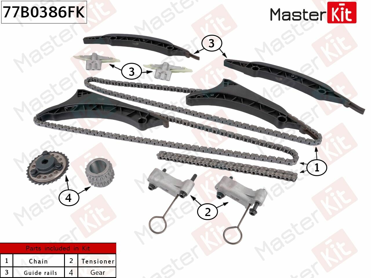 Комплект цепи ГРМ BMW S63 B44 B MasterKit 77B0386FK