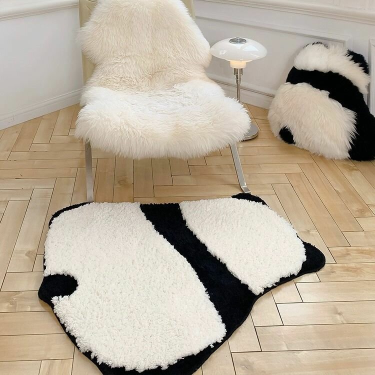 Коврик с изображением панды в мультяшном стиле для спальни, домашнего использования, нескользящий, утолщенный, звукоизолирующий, прикроватный коврик, коврик для детской комнаты.