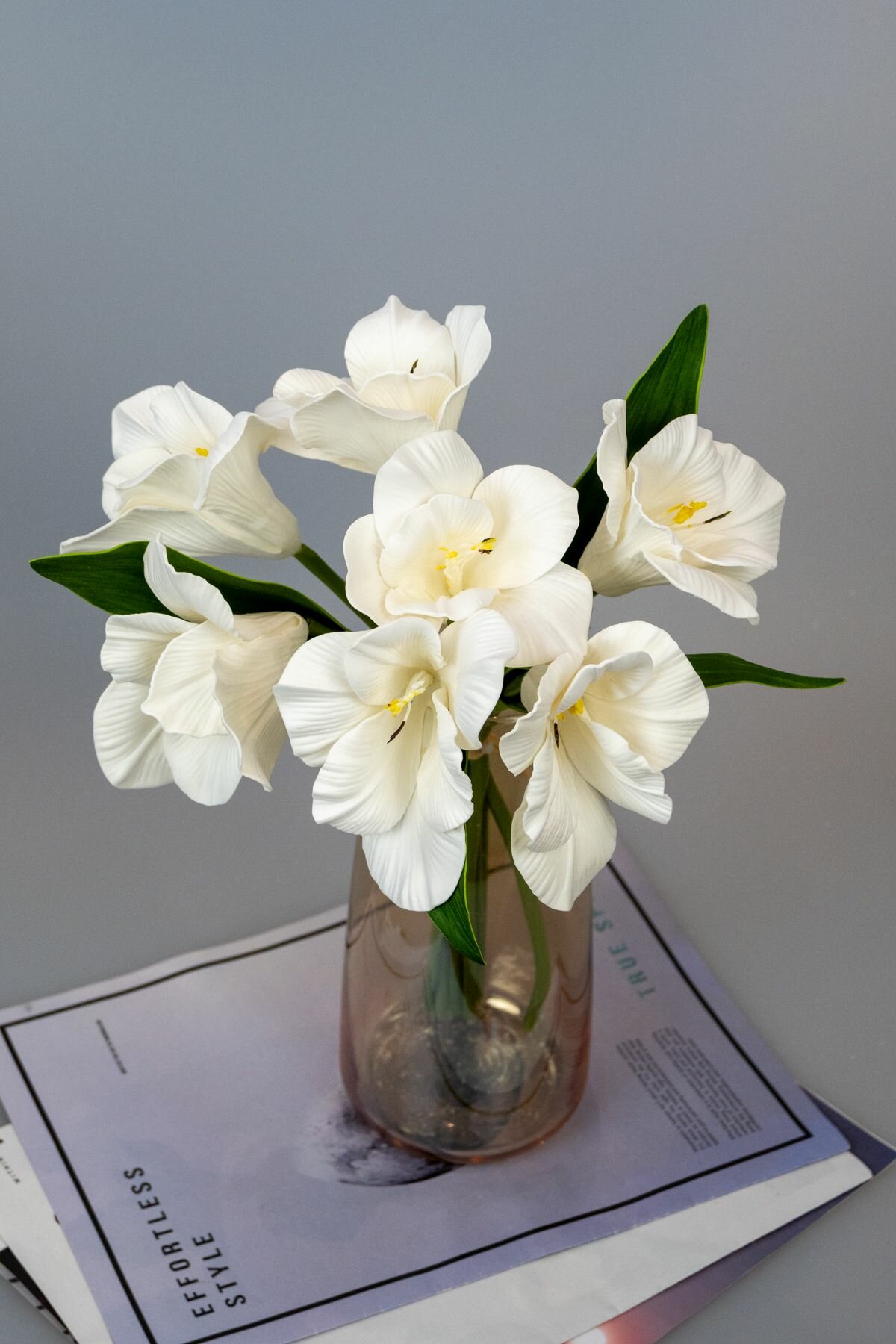 Искусственные цветы для декора из латекса премиум Гладиолус амариллис букет для интерьера и декора 35 см