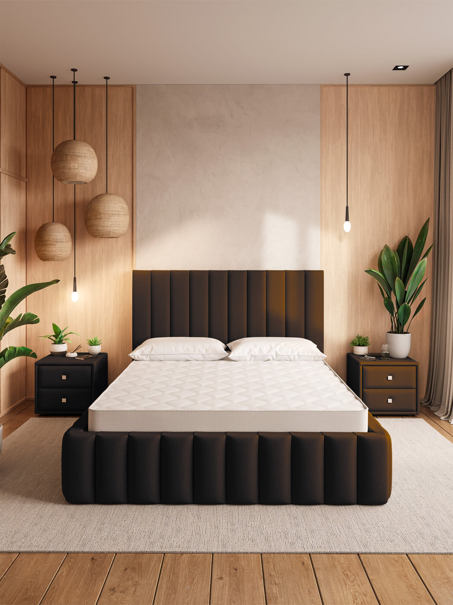 Кровать двуспальная 200х200 с подъемным механизмом, Милан макси с мягким изголовьем для дома и спальни, ортопедическое основание, ящик для белья