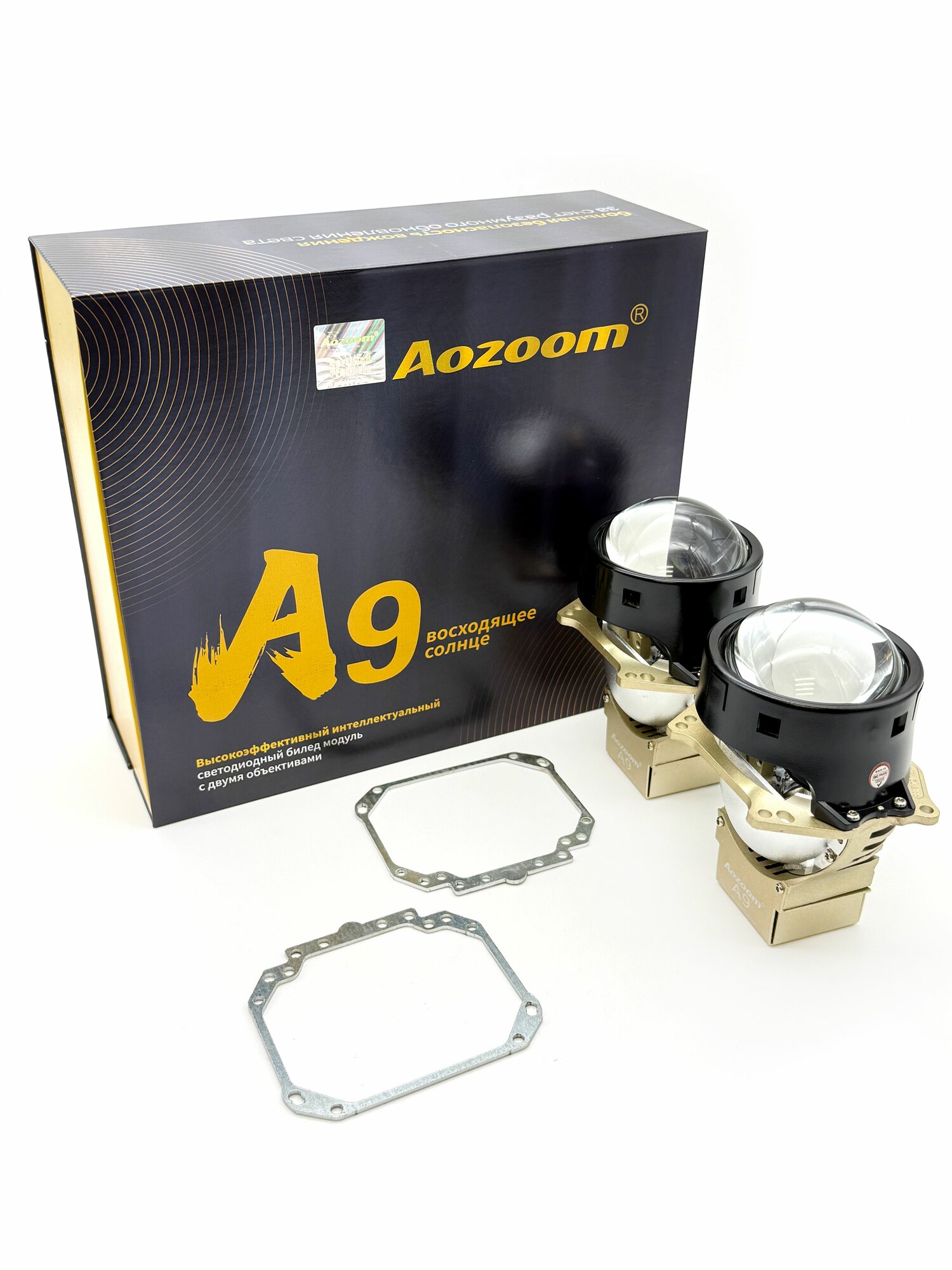 Светодиодные билед модули Аозум А9 на BMW X5 E53 2003-2006 / Линзы bi-led A9 для Бмв Х5 Е53