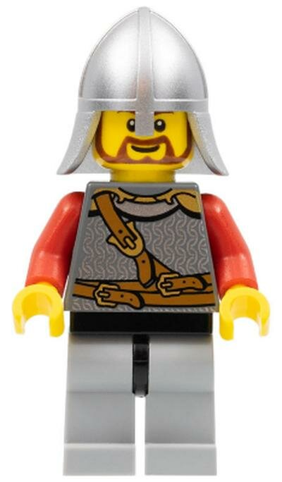 Минифигурка Lego cas450 Kingdoms - Lion Knight Scale Mail with Chest Strap and Belt, Helmet with Neck Protector, Brown Beard Rounded