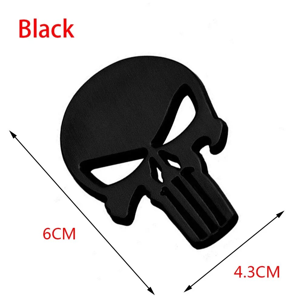Стайлинг автомобиля 3D металлический каратель череп эмблема значок наклейки наклейки авто Black