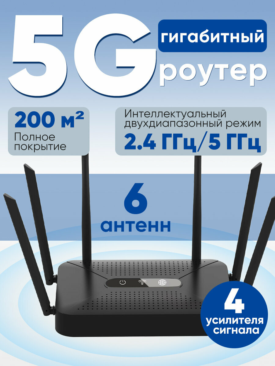 5G гигабитный роутер, двухдиапазонный режим 2.4 ГГц/5 ГГц, роутер wifi для дома