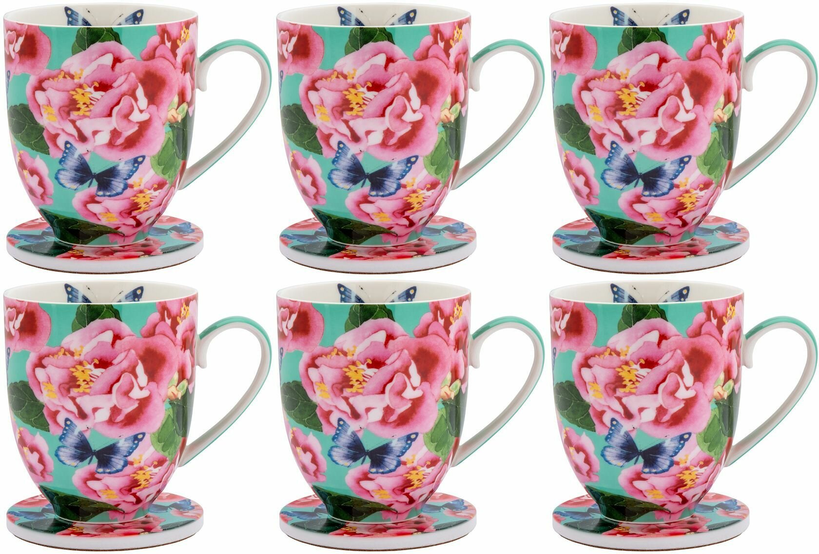 Набор из 6 кружек Maxwell & Williams Экзотика 400 мл, фарфор, чашки для чая и кофе 6 шт