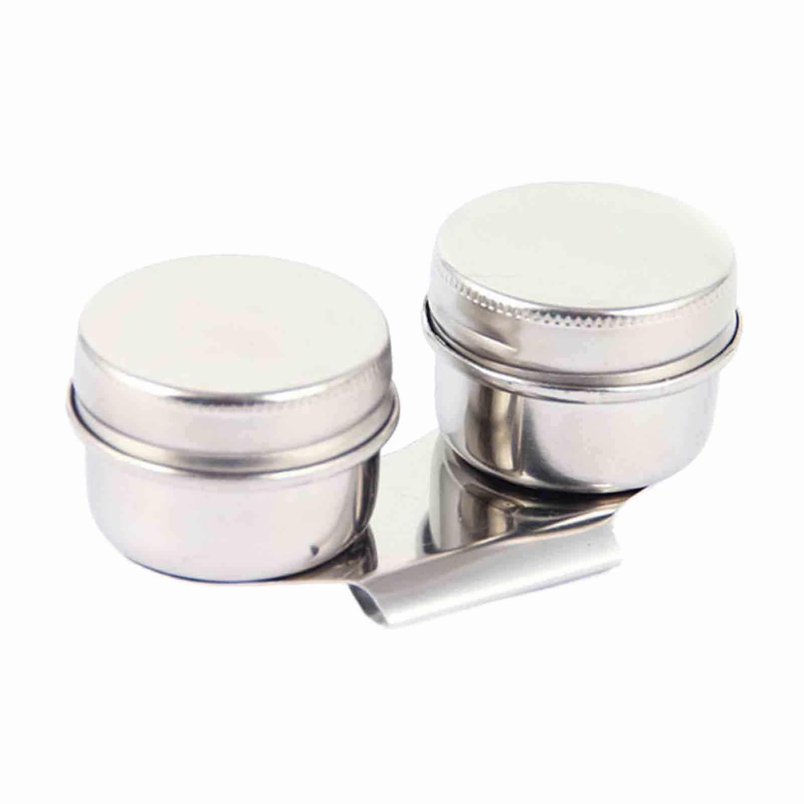 Контейнер для масляной живописи из нержавеющей стали с крышкой и зажимом, двойное отверстие, 8.6x3.7 см, для художников и студентов