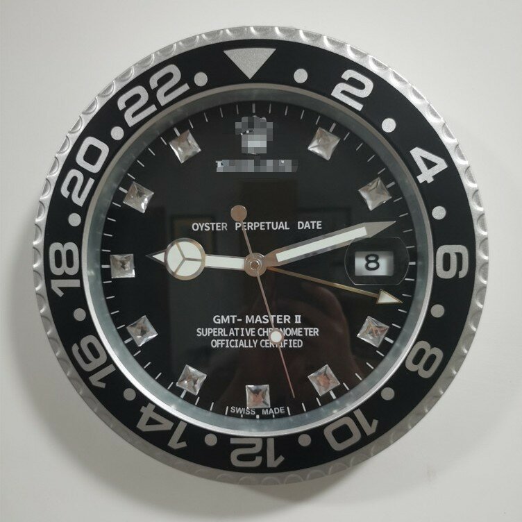 14inch Настенные часы Rolex Submariner с металлическим корпусом и увеличительным стеклом GMT, подходящие для залов в