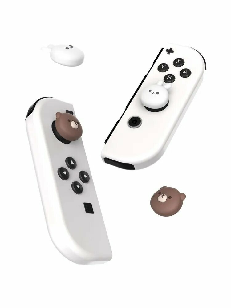 PlayVital накладки на стики для Nintendo Switch/Switch Lite/OLED Joy-Con, Медвежонок и Зайчик, улучшенный захват и защита