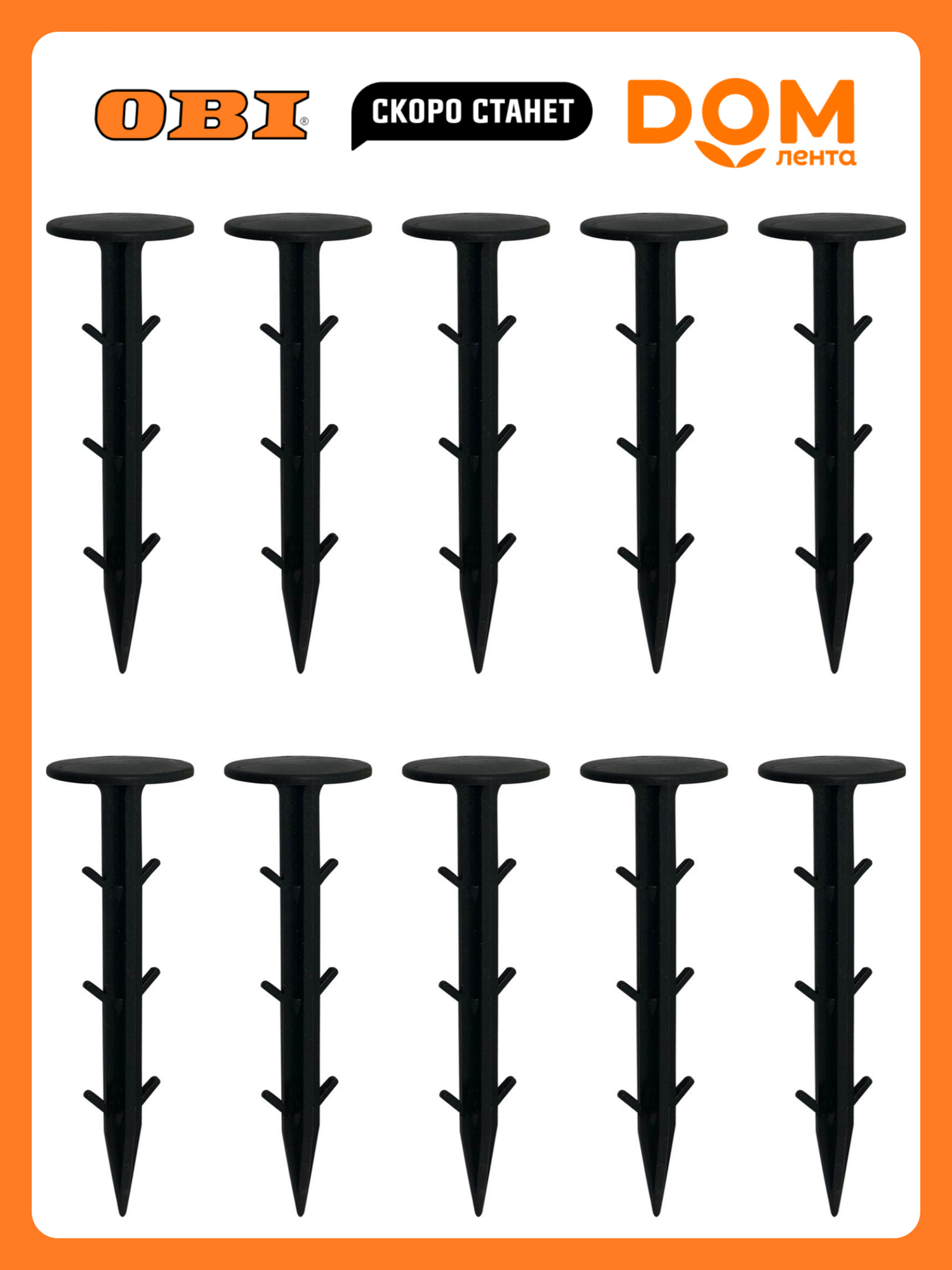 Гвозди крепежные GARDEN SHOW, для парников, 10см, 10шт, черные