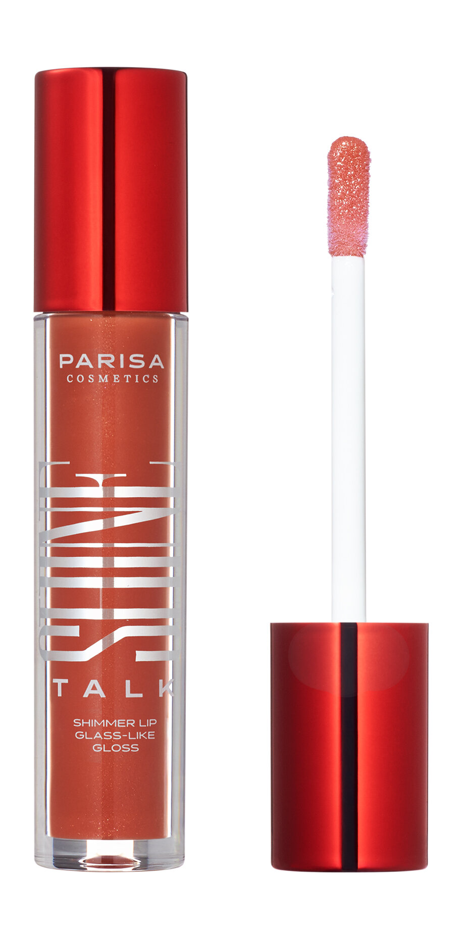 PARISA COSMETICS Блеск для губ Shimmer Lip Glass PLG-304 сияющий с эффектом жидкого стекла, 14 г, 303 Ginger Nude