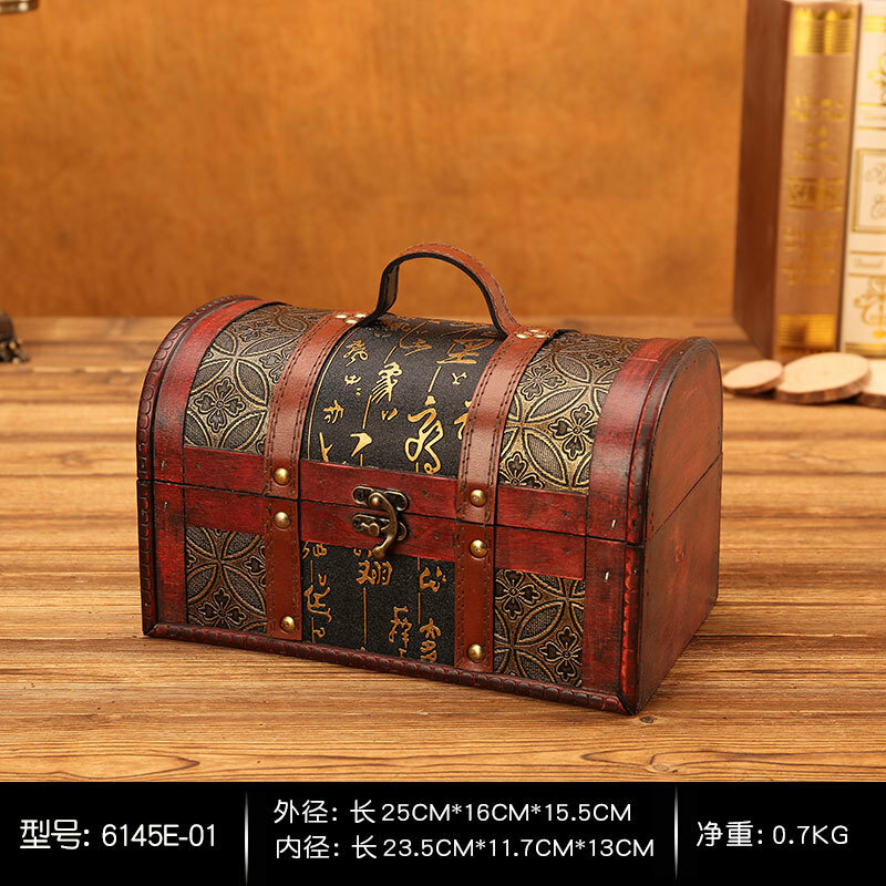 2026 Набор из трех больших деревянных коробок в антикварном стиле, винтажная кожаная коробка, реквизит для фотографии, оконная пылезащитная декоративная коробка