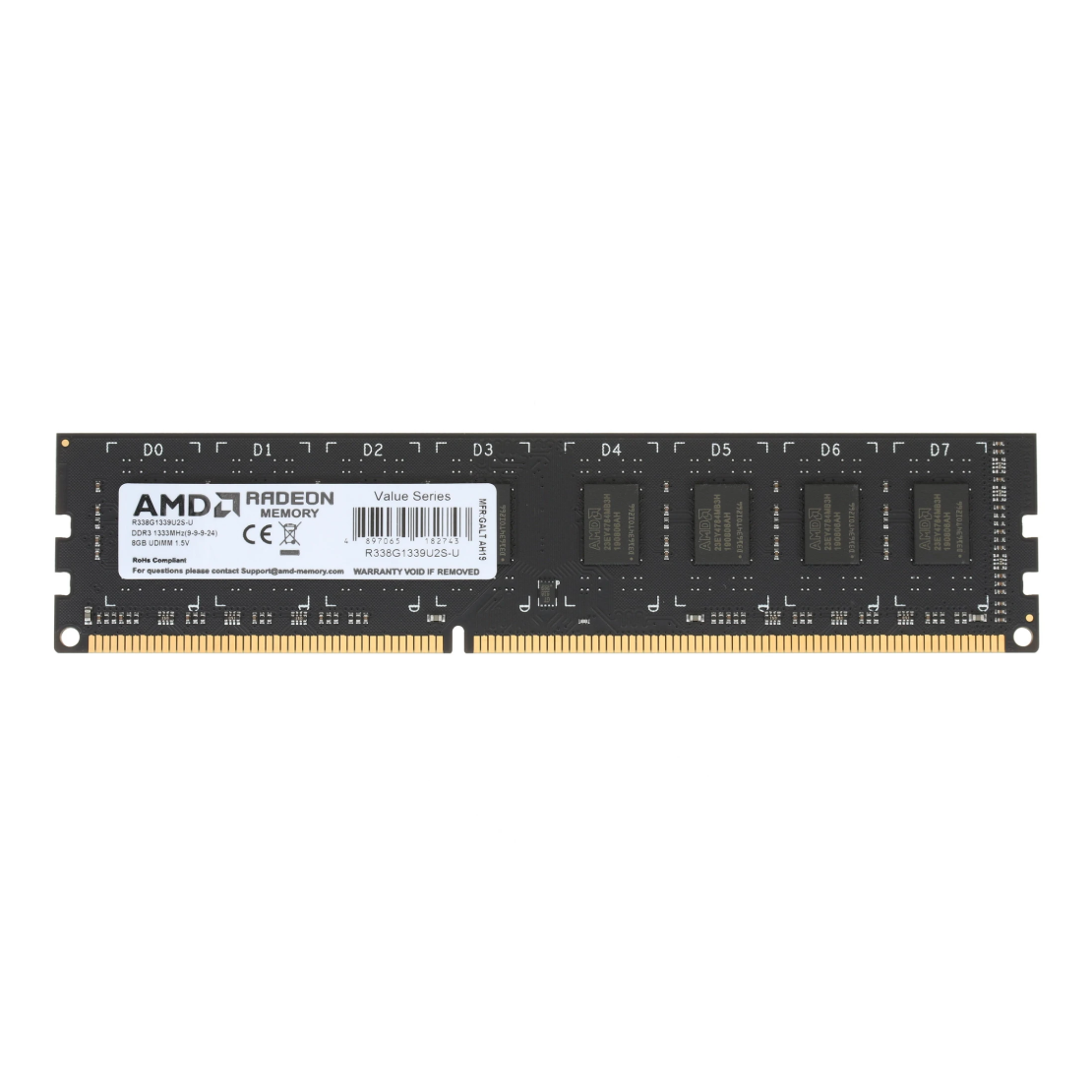 Оперативная память AMD R338G1339U2S-U, DDR3 DIMM, 8 ГБ, 1333 МГц, 1.5 В, черный