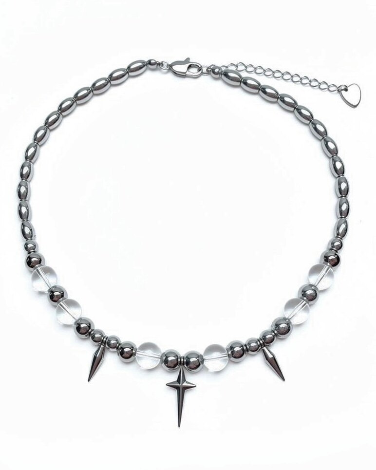 Чокер, стекло, гематит