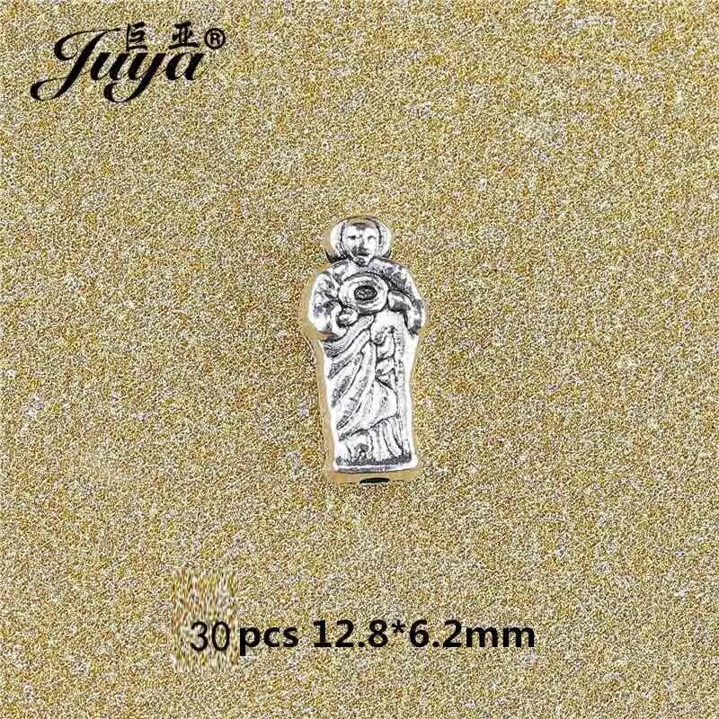 Бусины Juya с крестом, металлический сплав, 30 шт. Ancient silver