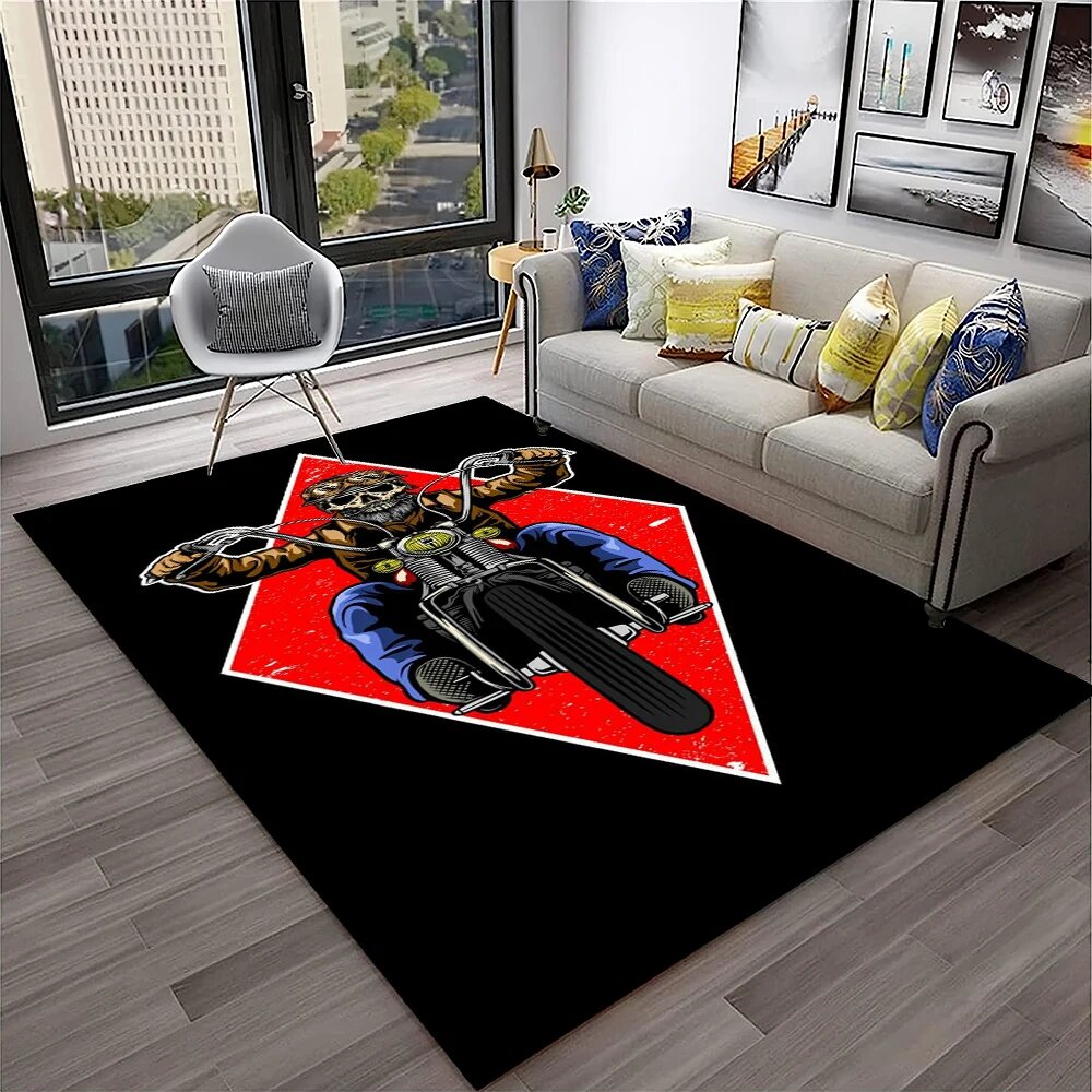 3D винтажный мотоциклетный ковёр LOUSIDREAM 100x120cm, 7