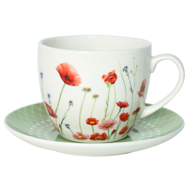 Чашка с блюдцем TODELIA Маки 4 предмета 250мл фарфор