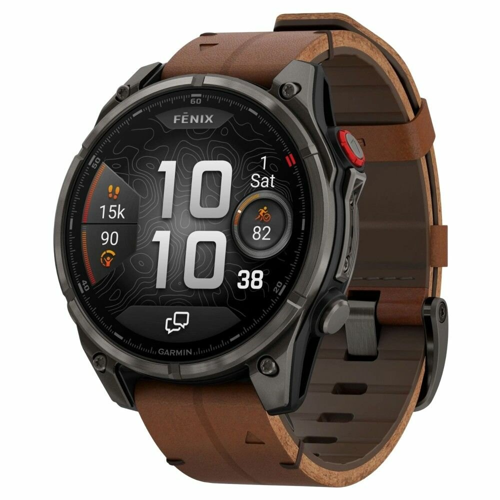 Умные часы Garmin Fenix 8 Pro 51mm Amoled Sapphire Titanium Carbon Grey Chestnut Leather 010-03199-40