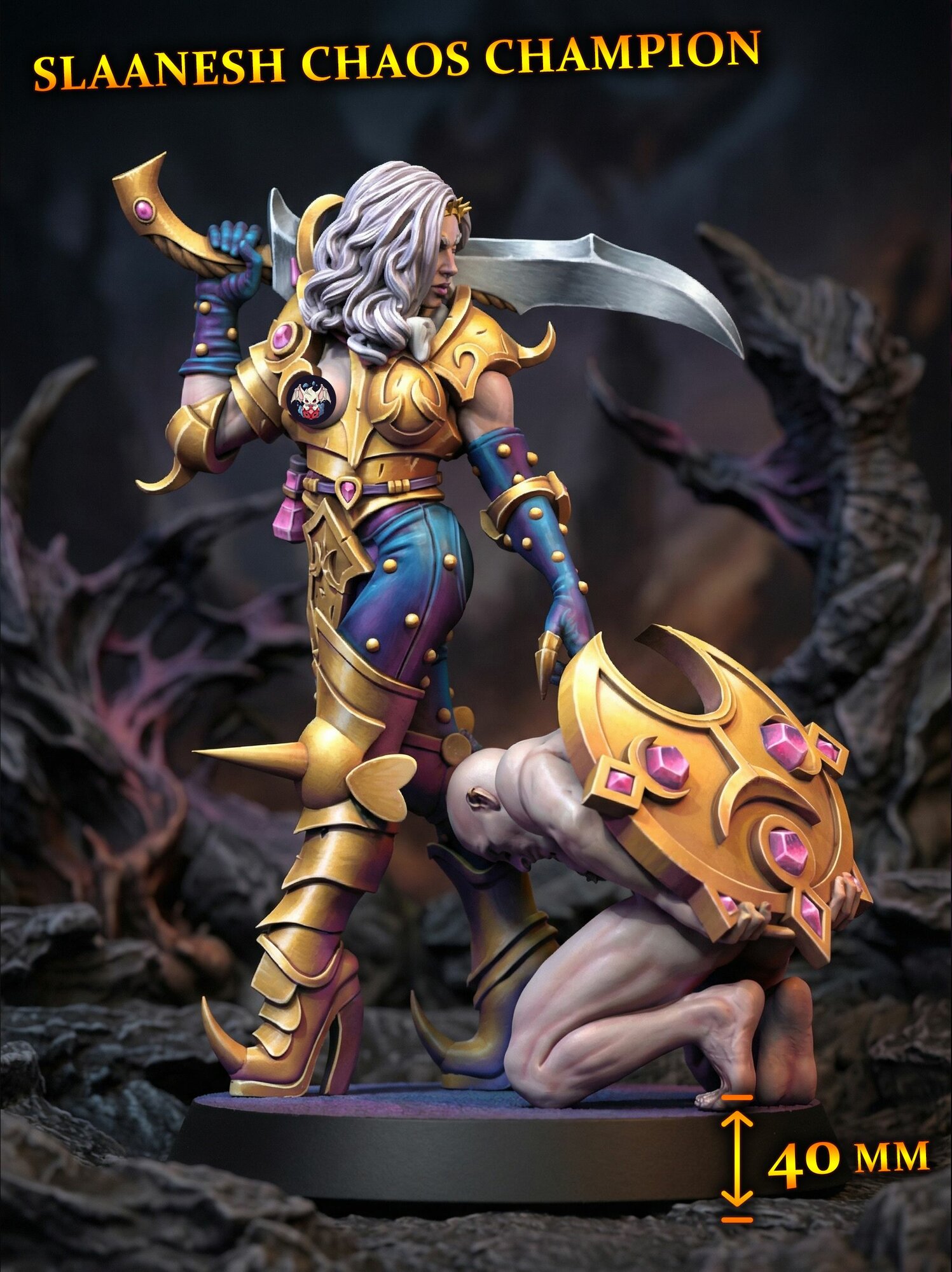 Slaanesh Chaos Champion Чемпион Слаанеш (40мм) миниатюра