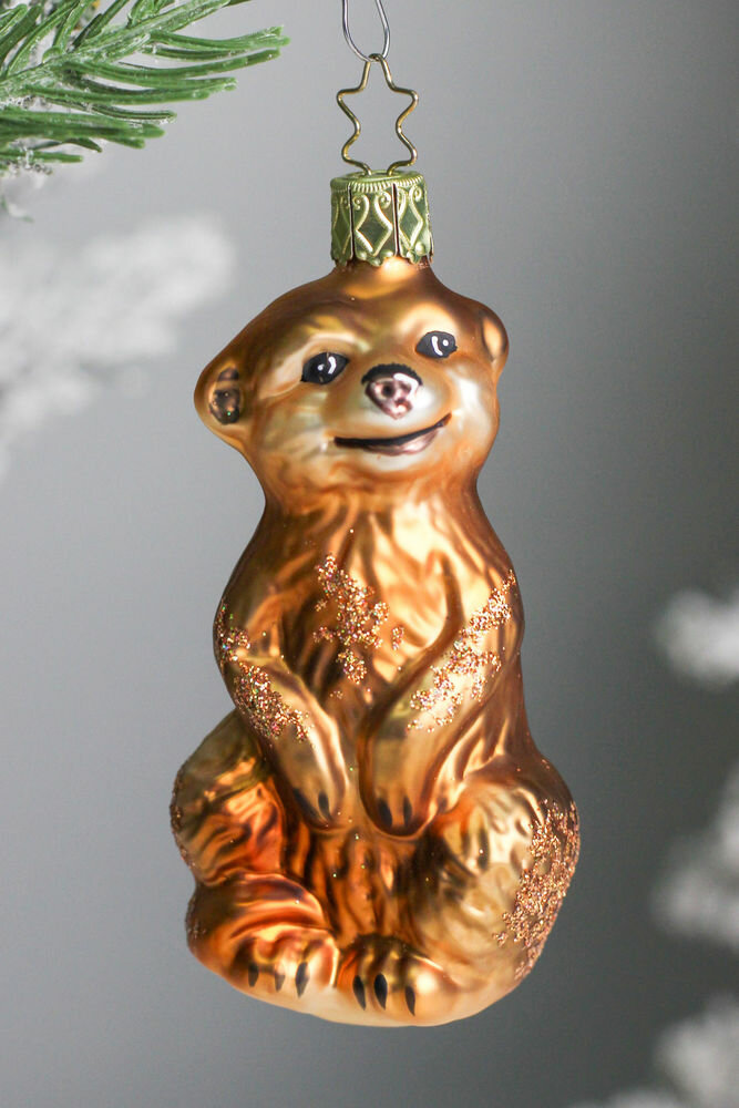 Ёлочная игрушка озорной хорёк, стекло, 10 см, Инге Глас (Inge Glas) 10073S013