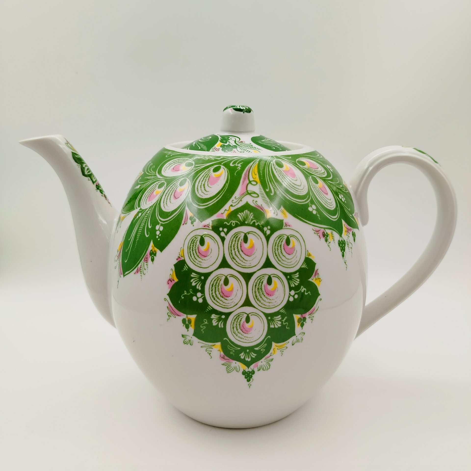 Доливной чайник с декором в виде павлиньего пера, фарфор, деколь