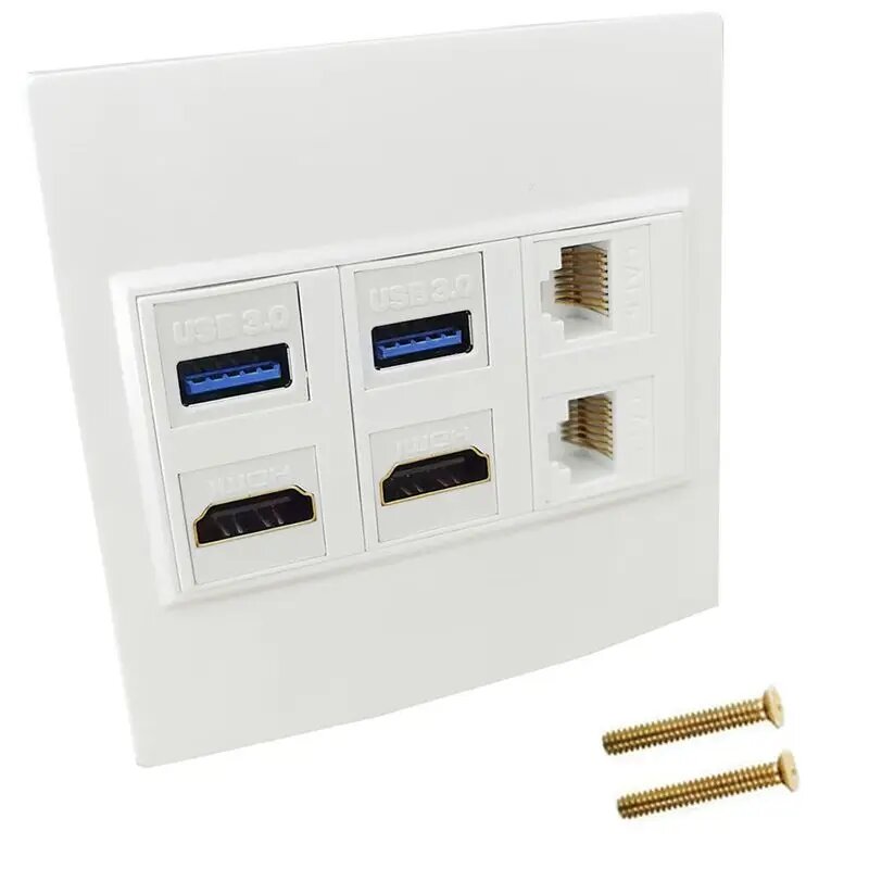 Мультимедийная 86 RJ45 HDMI совместимая с USB3.0 паяльная настенная панель Одиночная Группа настенная розетка 4K60HZ