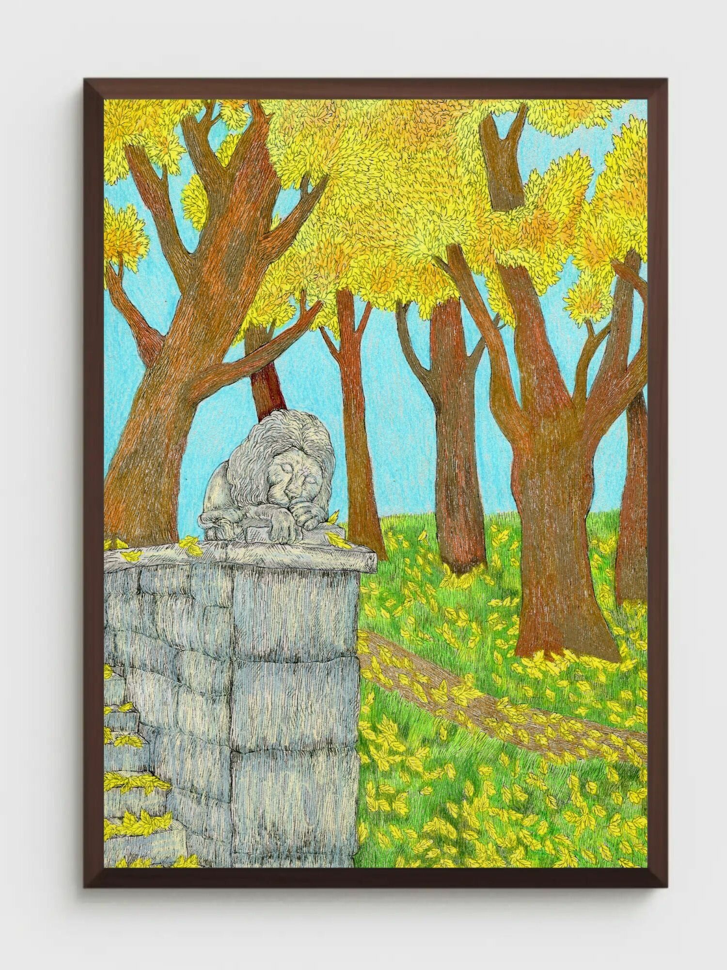 Картина для интерьера "Осенний сон льва" Картина осенний пейзаж