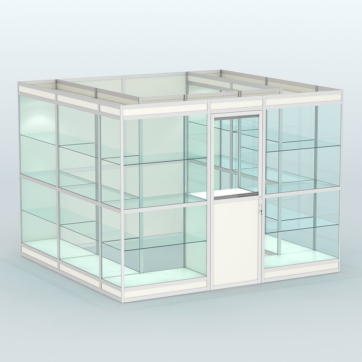 Павильон из профиля пристенный №9в (6,75 кв. м), Белый