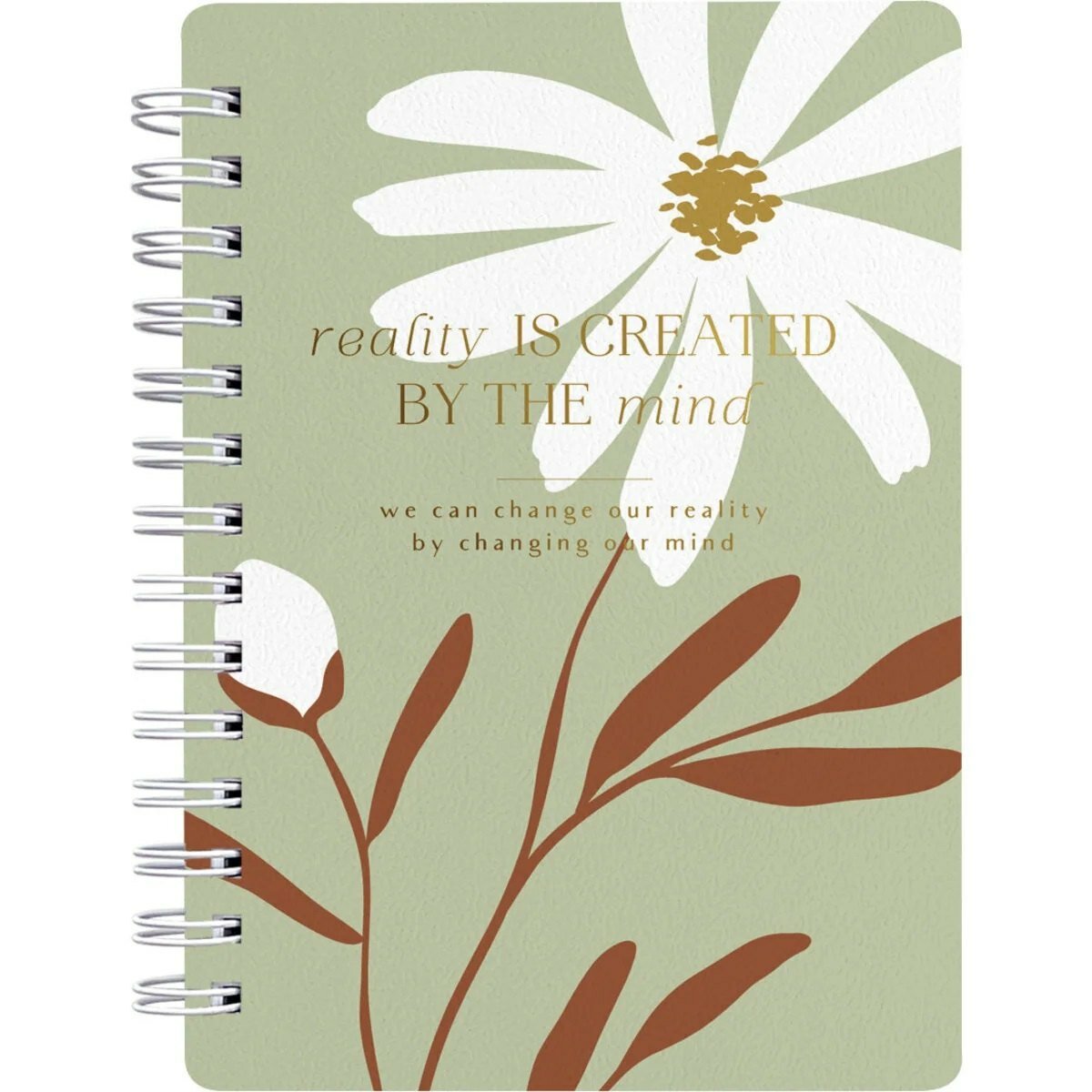 Записная книжка А6 120л кл. "April", ромашка, карт. обл, спираль, микротекстурирование, ламинация, тиснение золотой фольгой