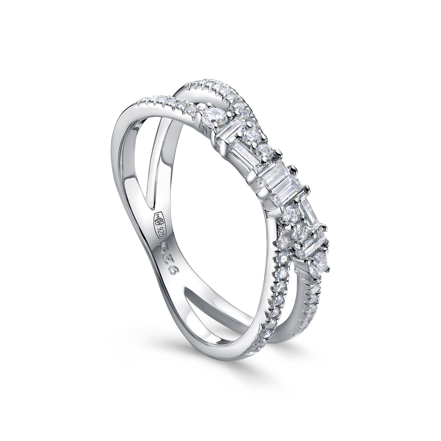 Кольцо тонкое, серебро, 925 проба, фианит